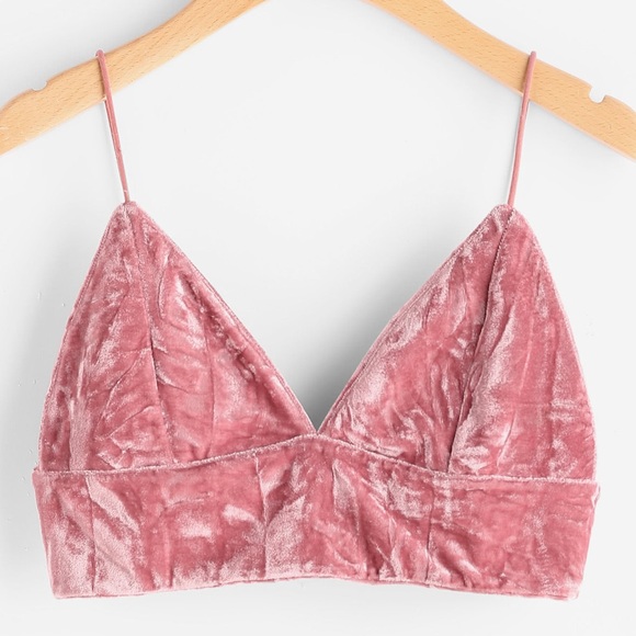 Tops | Crushed Pink Velvet Crop Cami Top Or Bralette | Poshmark